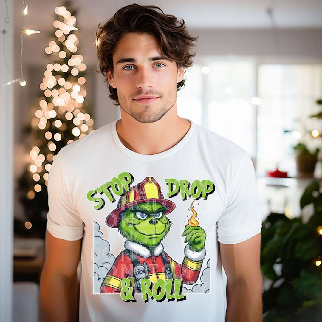 Fire Fighter Grinch DTF Transfer – Dash of Sass DTF Transfers